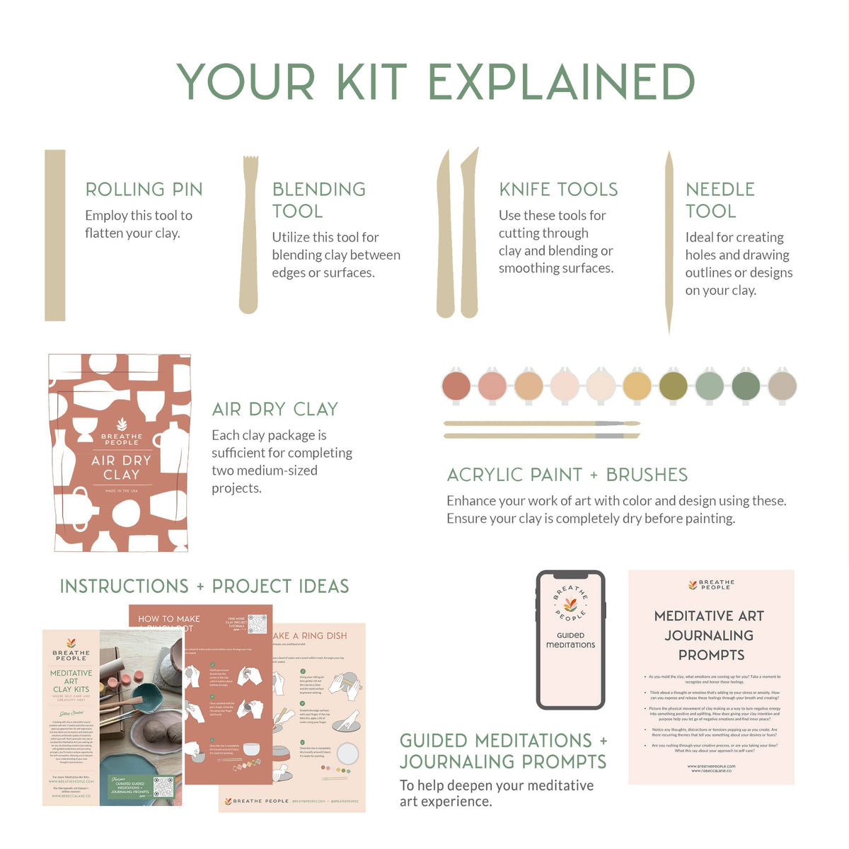 Meditative Art Clay Kit + Self-Care Meditations and Projects | Breathe ...